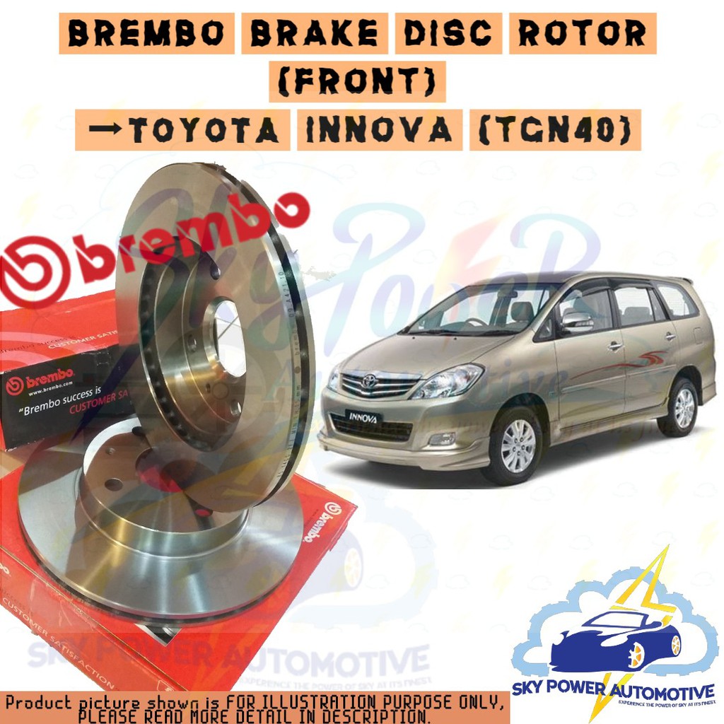BREMBO TOYOTA INNOVA (TGN40) (257mm Dia) BRAKE DISC ROTOR (FRONT ...