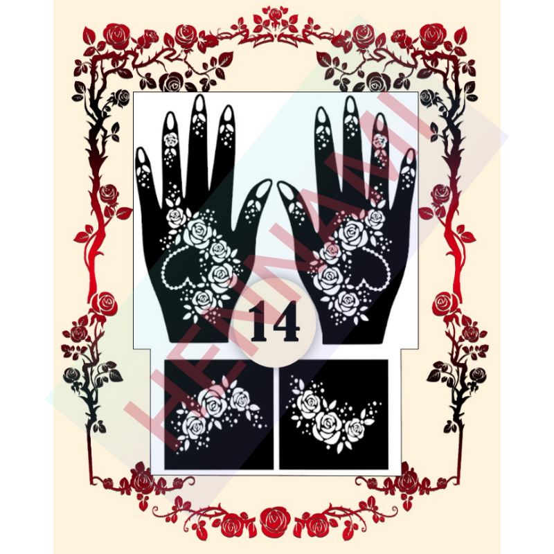 Sticker Henna Mehndi Stencil Untuk Pengantin Nikah Tunang Stiker Inai ...