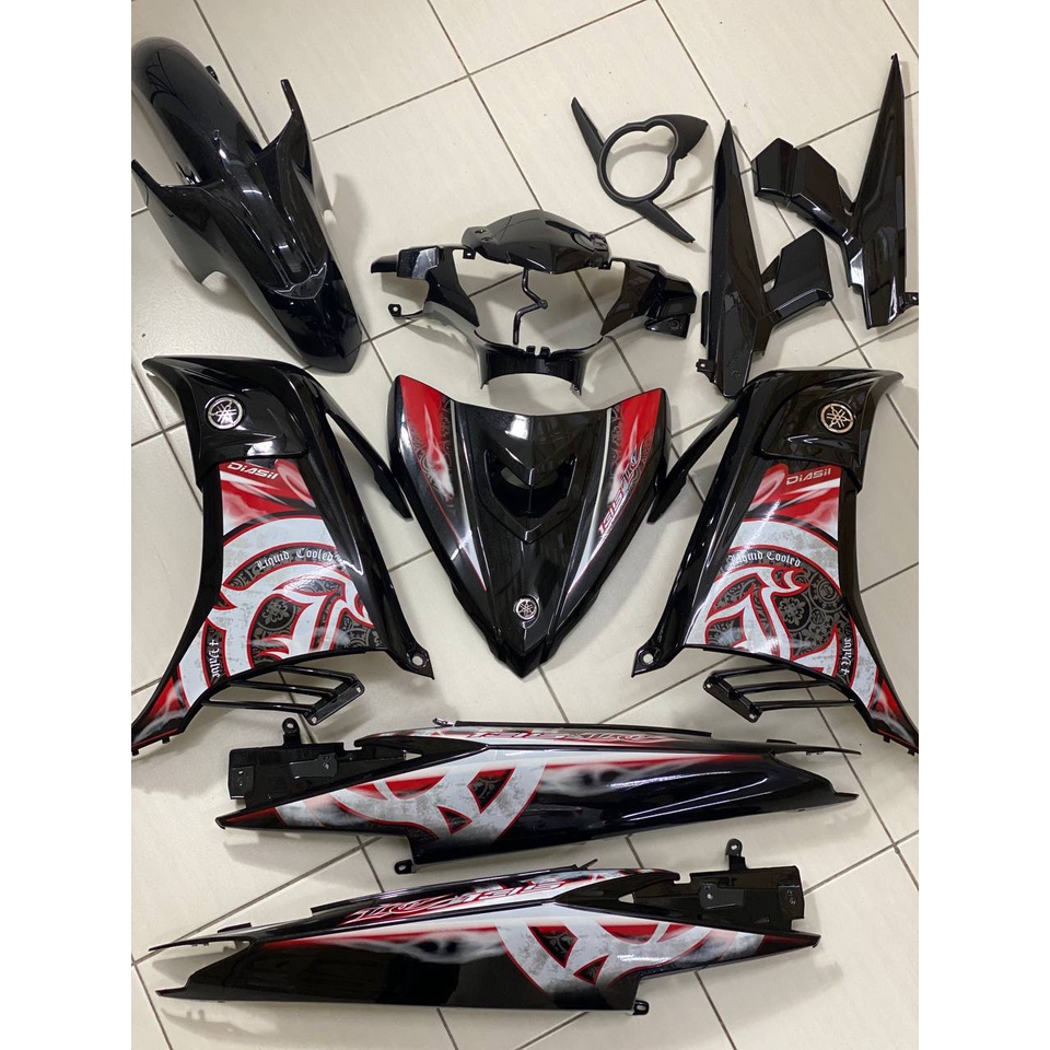 YAMAHA LC LC135 V6 V7 HITAM KILAT FULL STRIPE MERAH BATIK SMOKE ...