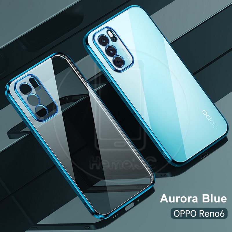 Transparent Soft TPU Plating Edge Phone Case Cover Casing For OPPO Reno ...