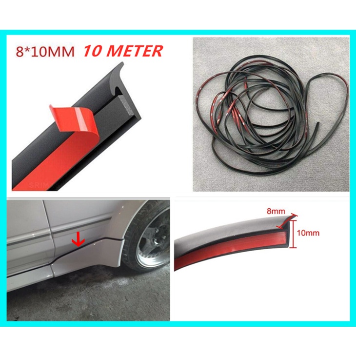 1X (10 Meter Length) Black Car Body Kit Rubber Lining Seal & General ...