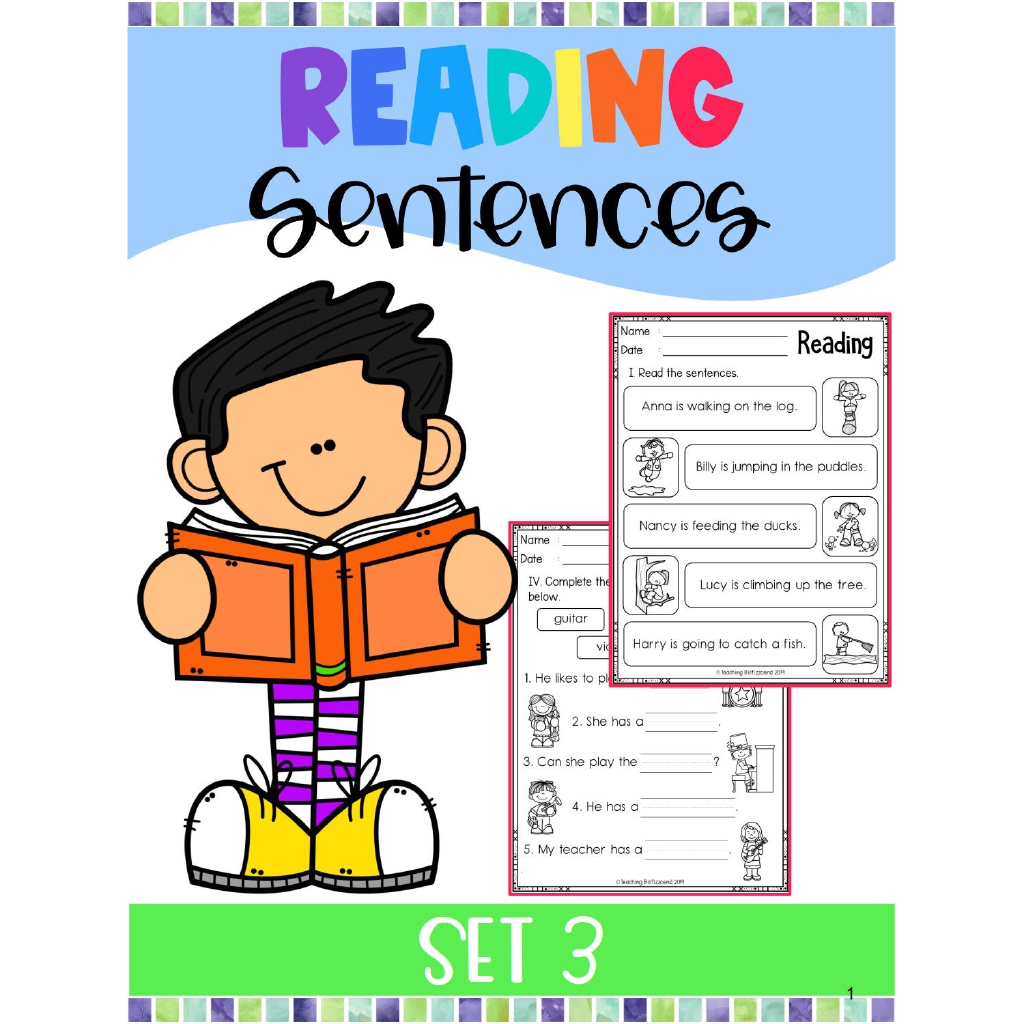 Reading Sentences Sets Worksheets Preschool Learn English Reading Books ...