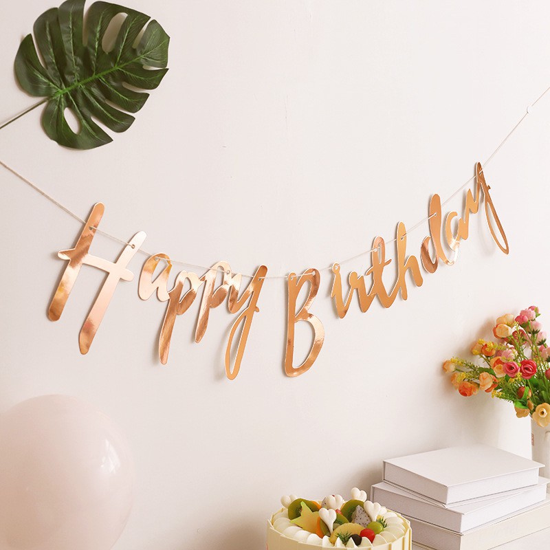 Happy Birthday Bunting Script Cursive Banner Birthday Banner Script ...