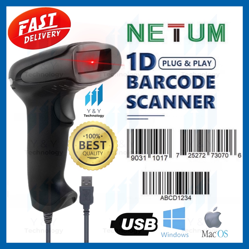 NETUM Barcode Scanner USB Wired Handheld Stock Inventory Scan SKU ...