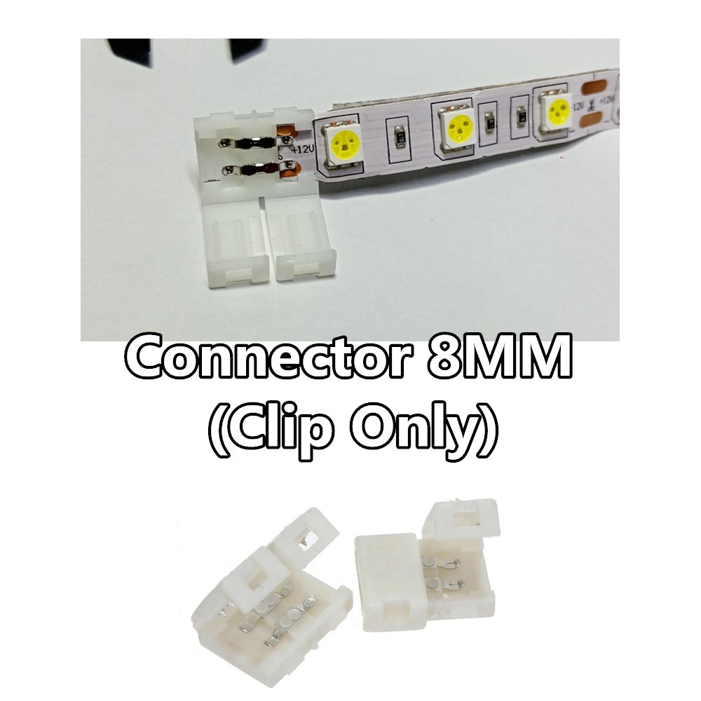 2 Pin 8MM White LED 【1 Pcs 】Flexible Led Wire Strip Light Connectors ...