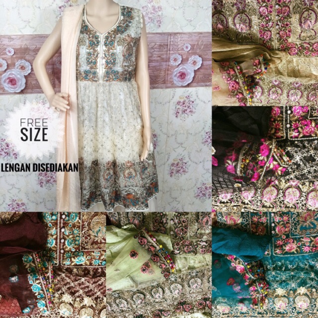 JAMAWAR SHARARA FROCK SONGKET BAJU PUNJABI SUIT READY MADE Bollywood ...