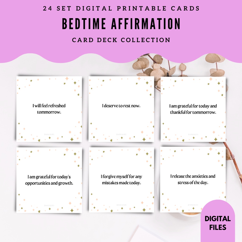 24 Sets Bedtime Affirmations Card Deck Digital Printable | Shopee Malaysia
