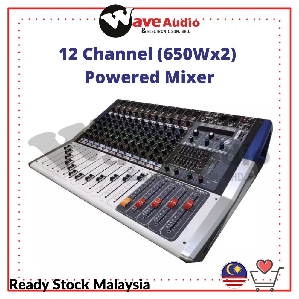 Ezitech 12 Channel (650Wx2) PM-1235 Professional Powered Mixer | Shopee ...