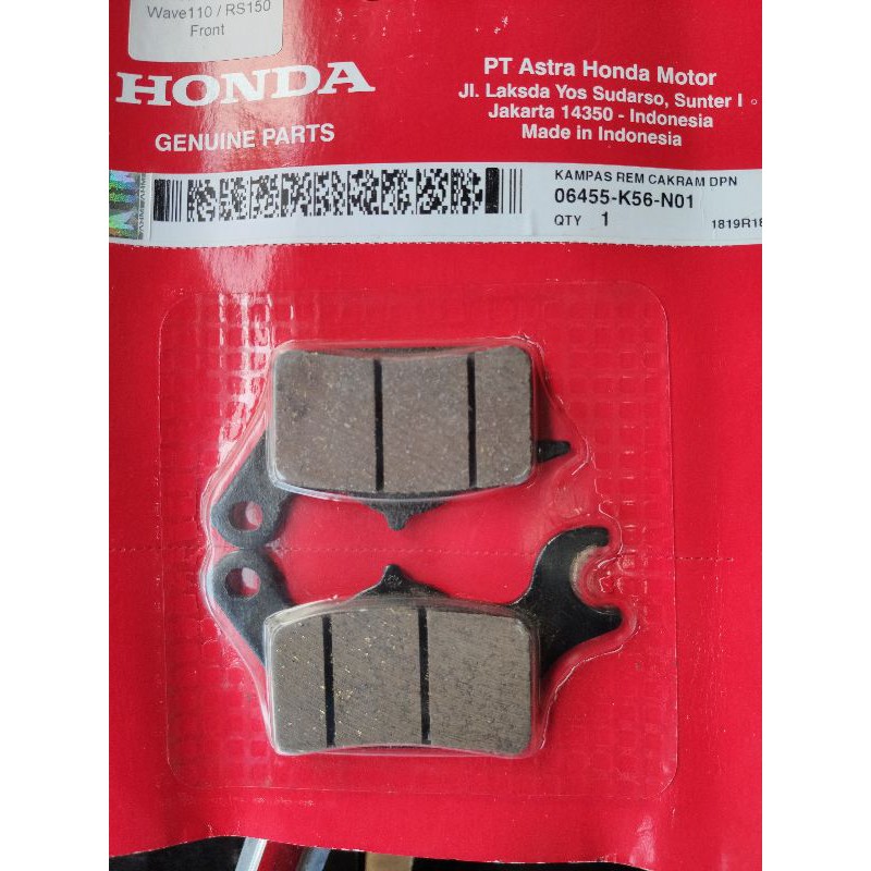 HONDA BRAKE PAD FOR RS150, WAVE 110, FUTURE 125 (100% ORIGINAL FROM ...