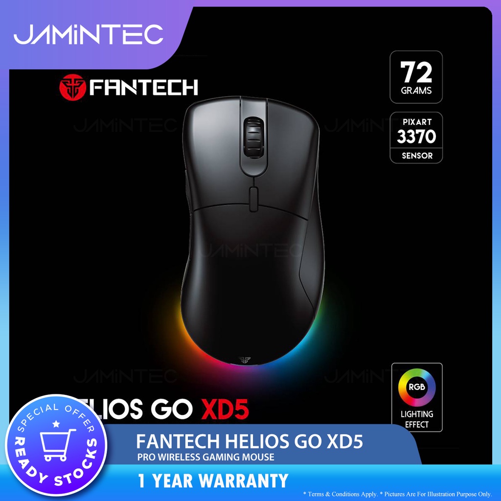 FANTECH HELIOS GO XD5 WIRED AND WIRELESS RGB GAMING MOUSE PIXART 3370 ...
