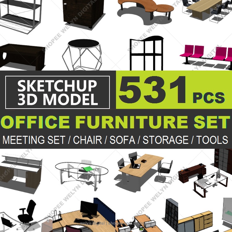 SketchUp | 3D Model 2024 Office Furniture Collection 531 v2 set for ...