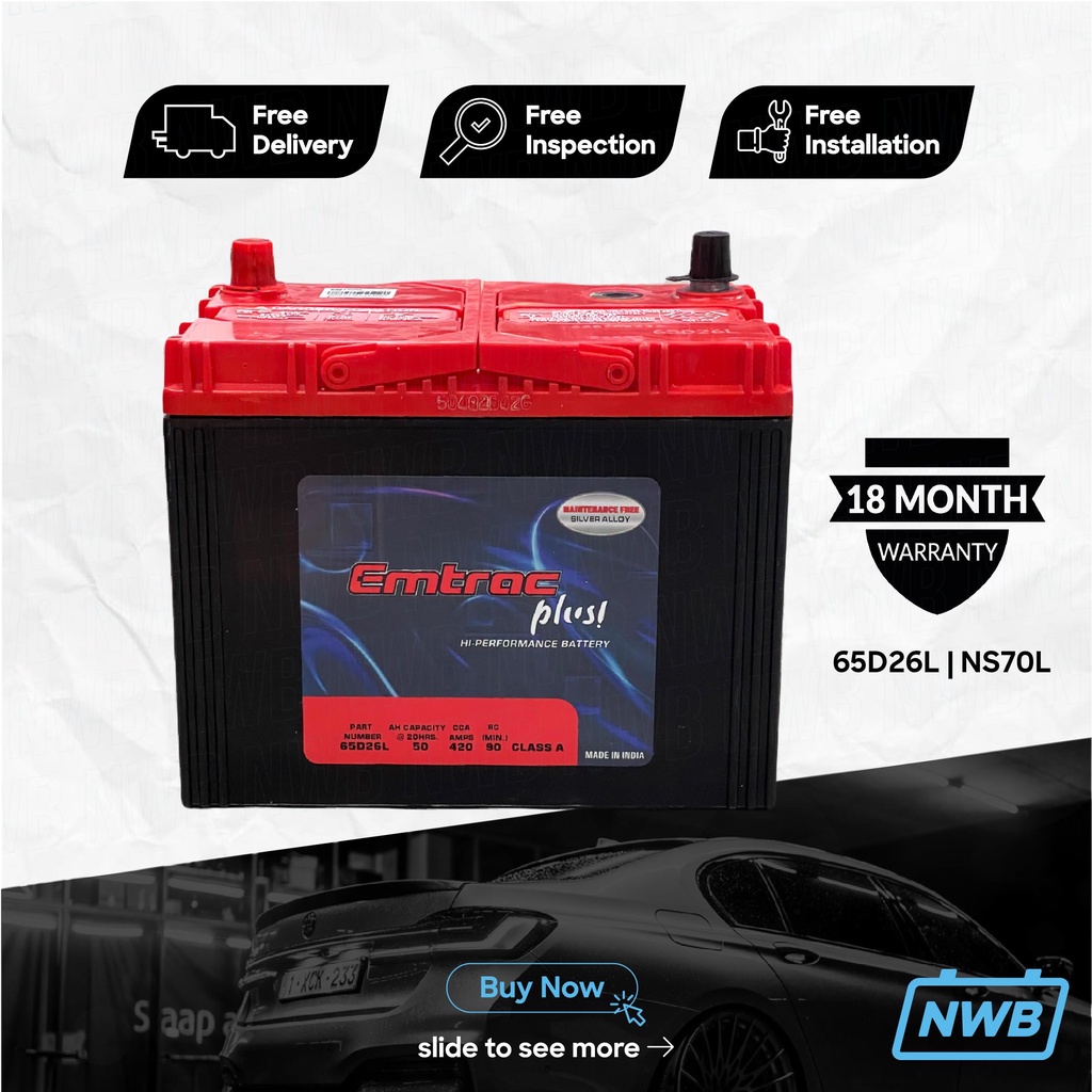 NW Battery Emtrac Battery NS70L Bateri Kereta 65D26L Car Battery TOYOTA ...
