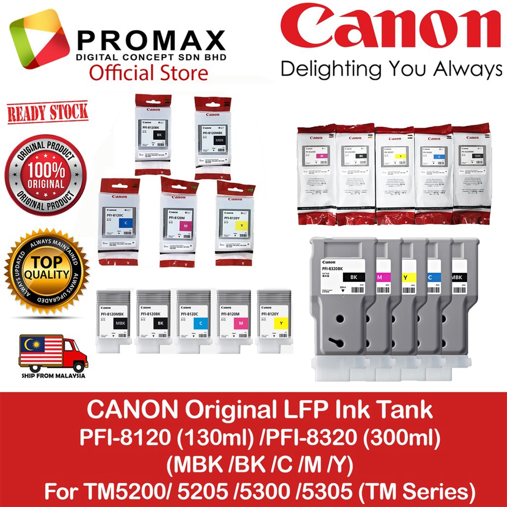 Canon Original LFP Ink Tank PFI-8120 / PFI-8320 MBK /BK /C/M /Y consumables cartridge TM5200 ...