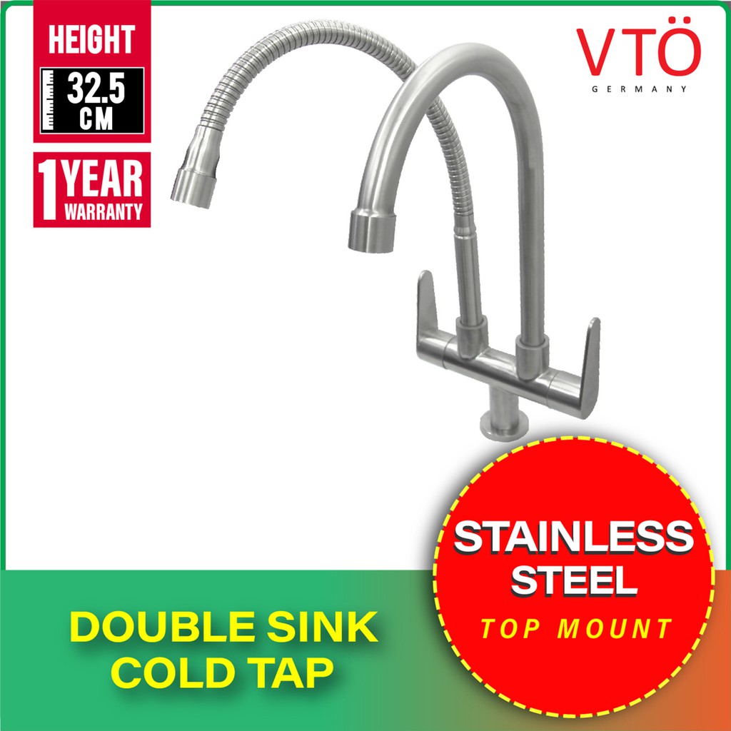 Double Sink Cold Tap 540-8122TS-04 with 2 in 1 Flexible & Normal Sink ...
