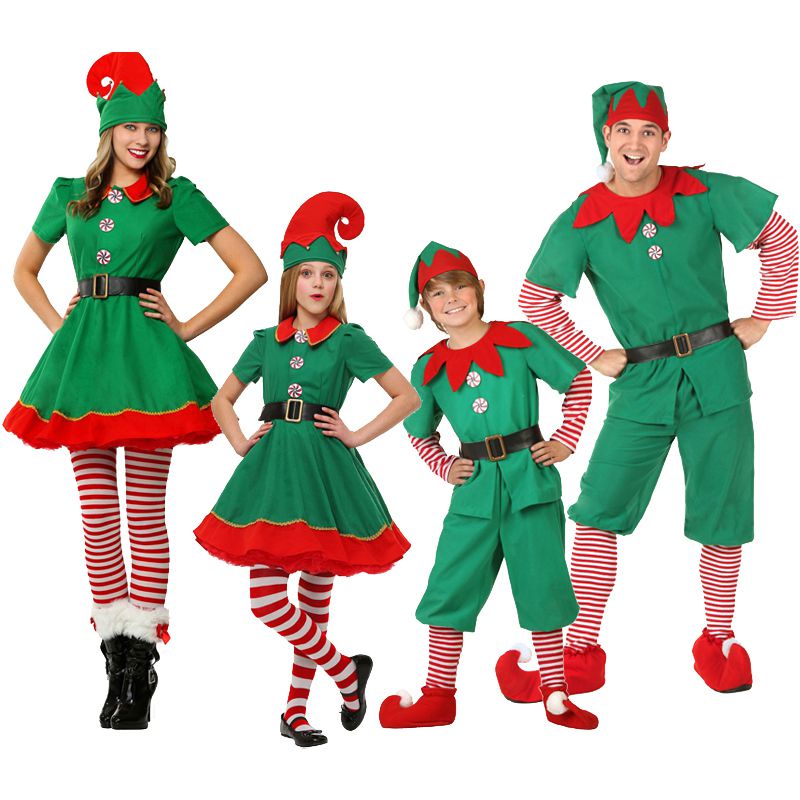 Green Charming Elf Santa Claus Costume Set Ideal For Christmas Parties ...