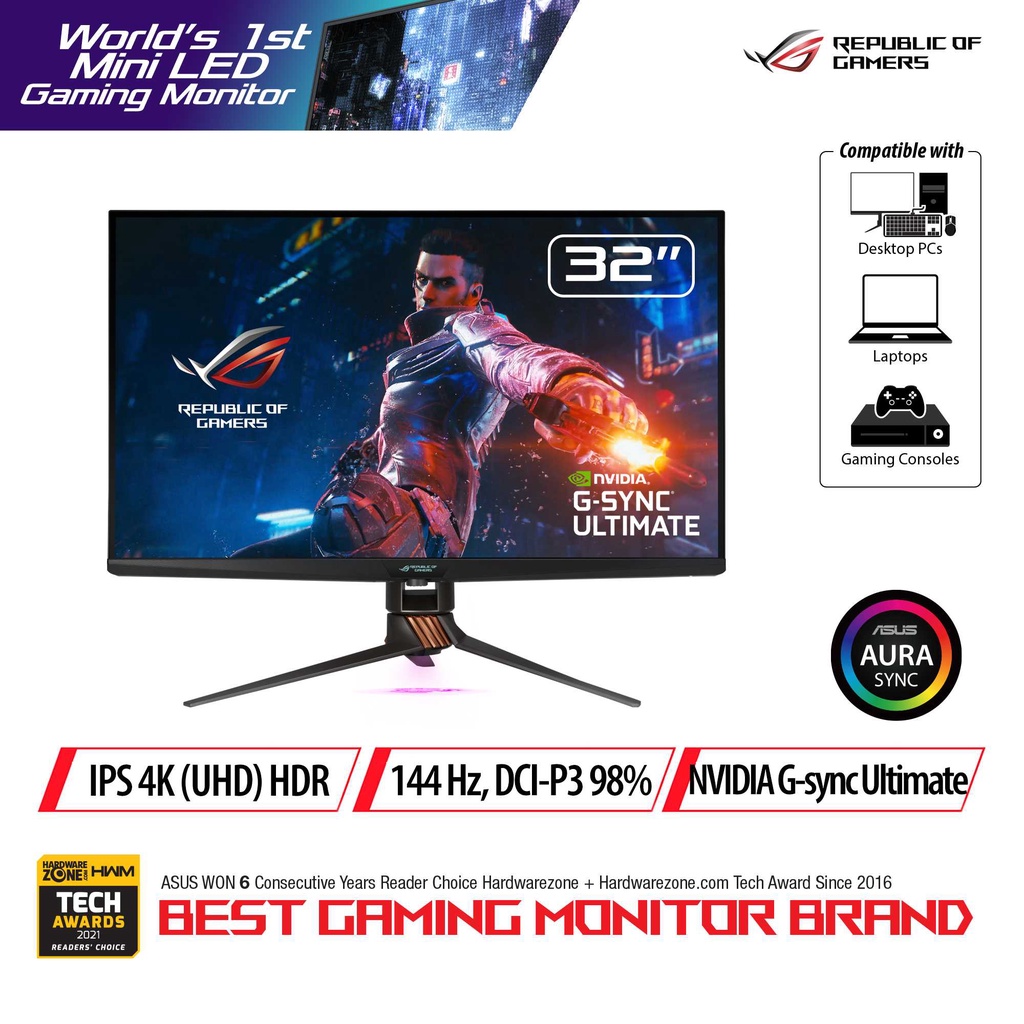 ASUS ROG SWIFT PG32UQX NVIDIA® G-SYNC® Ultimate Gaming Monitor – 32 ...