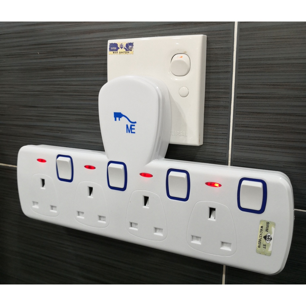 3 Way 4way T Adaport 3pin Socket Extension Socket Extention Plug With Neon Indicator Sirim