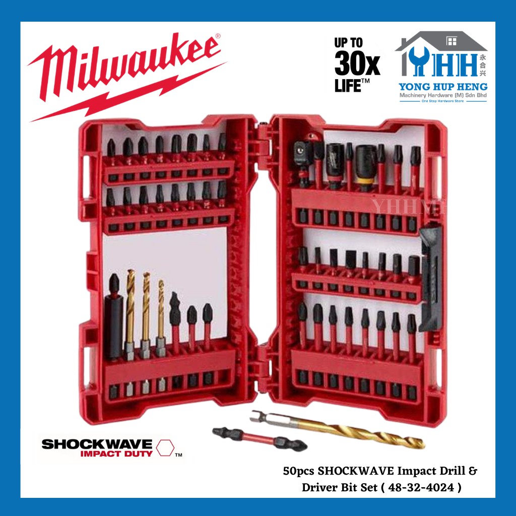 [50pcs] Milwaukee 48-32-4024 SHOCKWAVE Impact Drill & Driver Bit Set ...