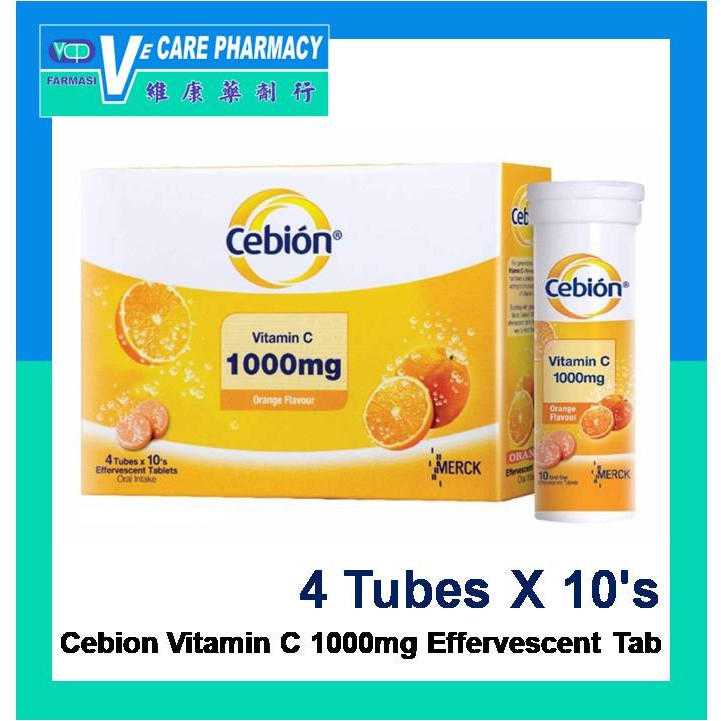 Cebion Vitamin C 1000mg Effervescent Tablets 4 x 10's (Exp: 03/2028) | Shopee Malaysia