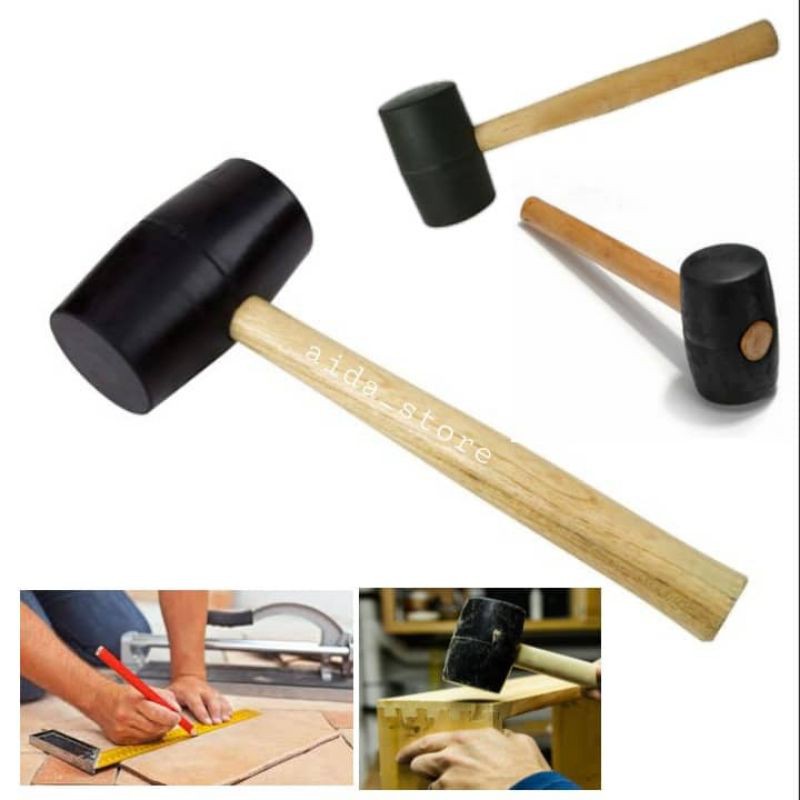 Tukul Getah Wood Handle Rubber Mallet Hammer / Hammer Getah | Shopee ...