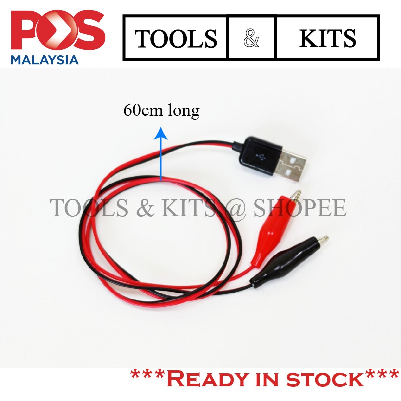 Red & Black Crocodile Clips to USB Adapter USB Port Cable | Shopee Malaysia