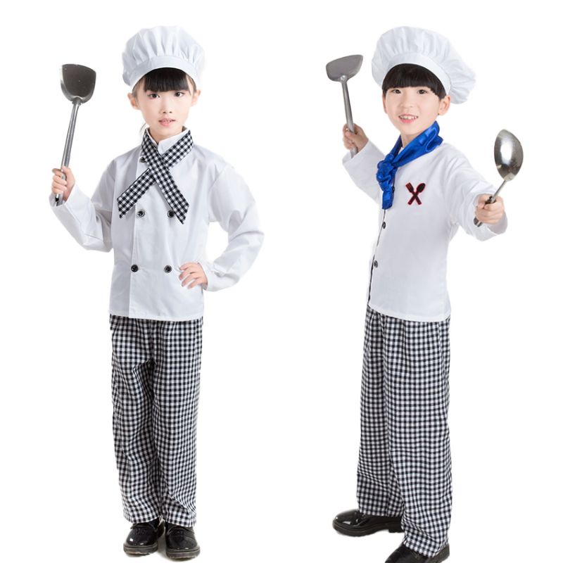 Set Baju Chef Budak Kids Apron Kids Chef Uniform Set Cooking Pretend ...