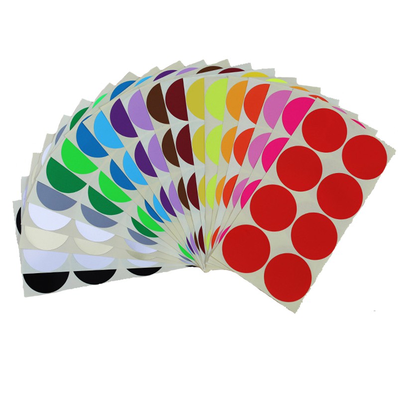 8Pcs/sheet 50mm Color Sticker Circle Round Color Coded Adhesive Label ...