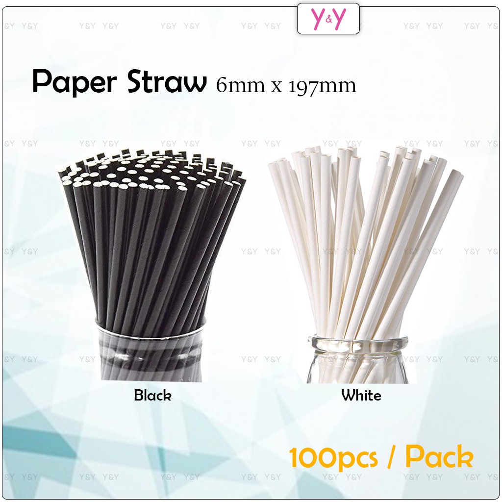 100pcs Paper Straw 6mm x 197mm / Penyedut Minuman | Shopee Malaysia