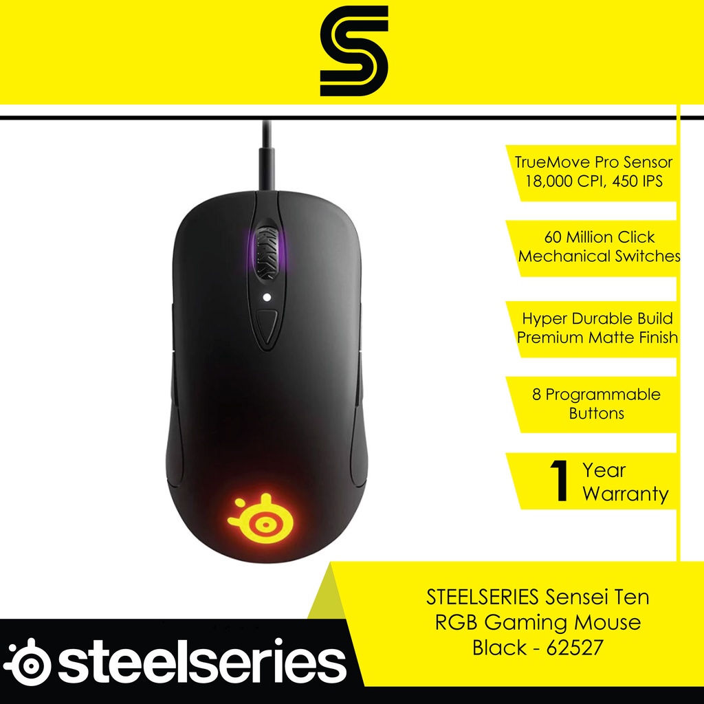 STEELSERIES Sensei Ten RGB Gaming Mouse - Black - 62527 | Shopee Malaysia