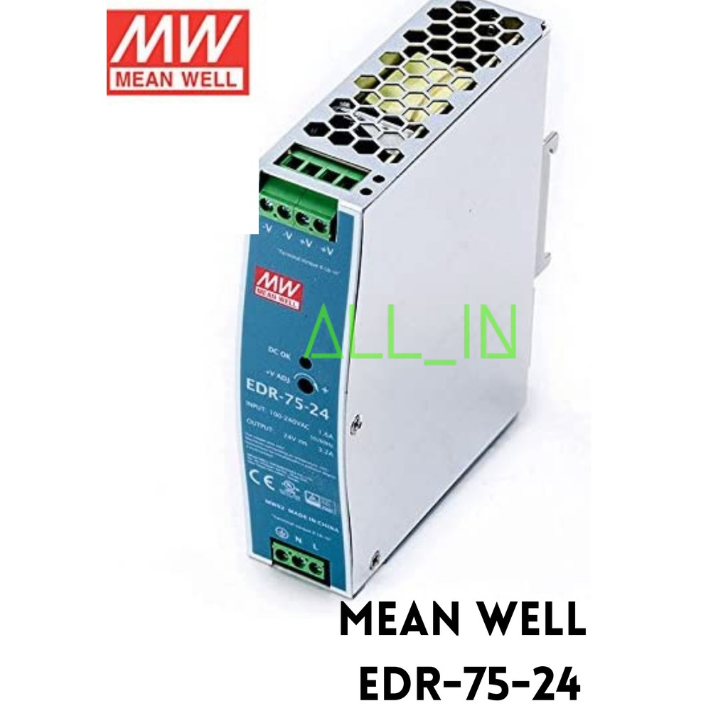 Mean Well EDR-75-24 24V 75W 3.2A / EDR-120-24 24V 120W 5A MeanWell Power Supply ~ Original 👍 ...