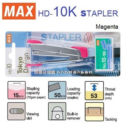 MAX Tokyo Design Stapler HD-10 + No.10-1M Staples - (SET) | Shopee Malaysia
