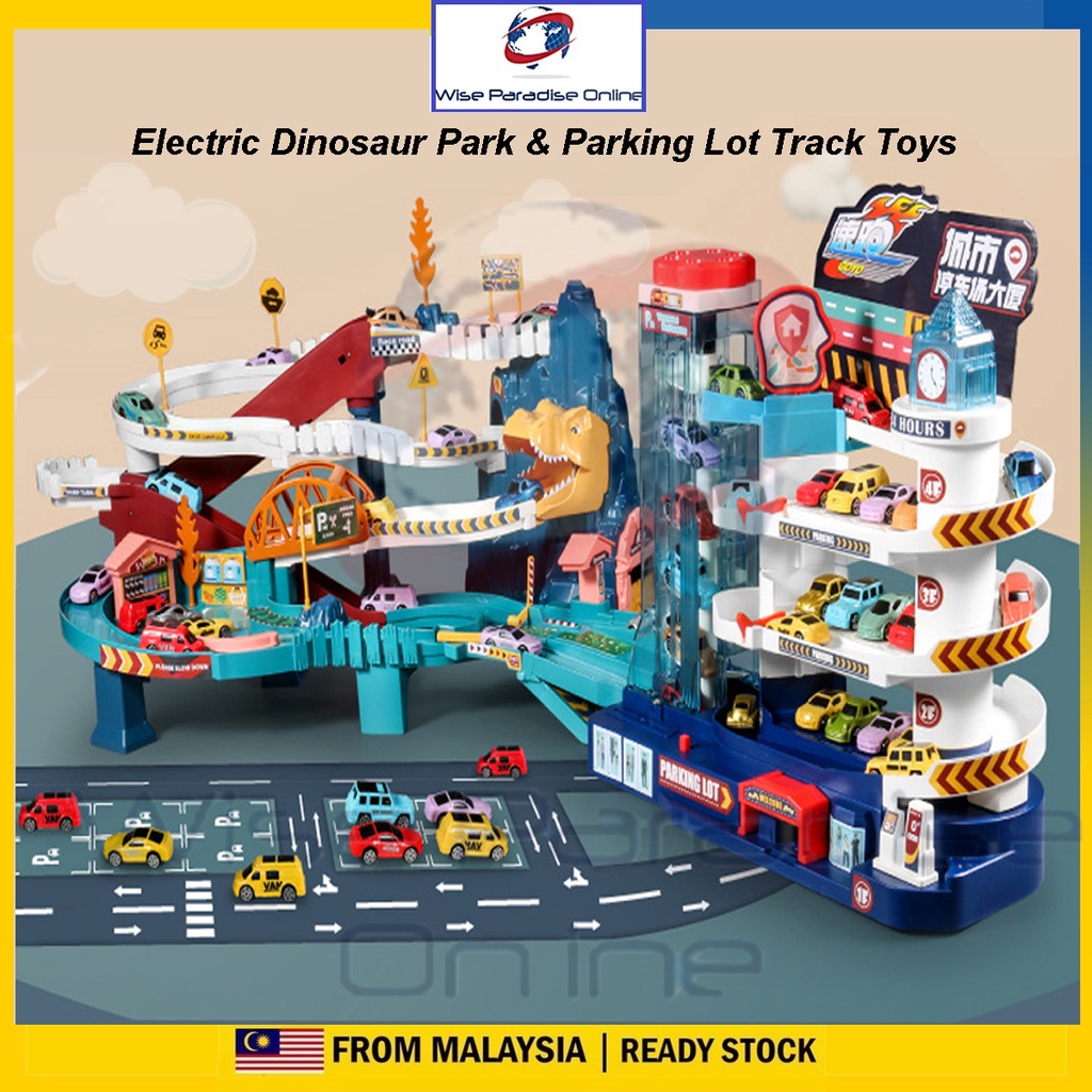 Electric Dinosaur Park & Cars Parking Lots Adventure Cars Toys Kids ...