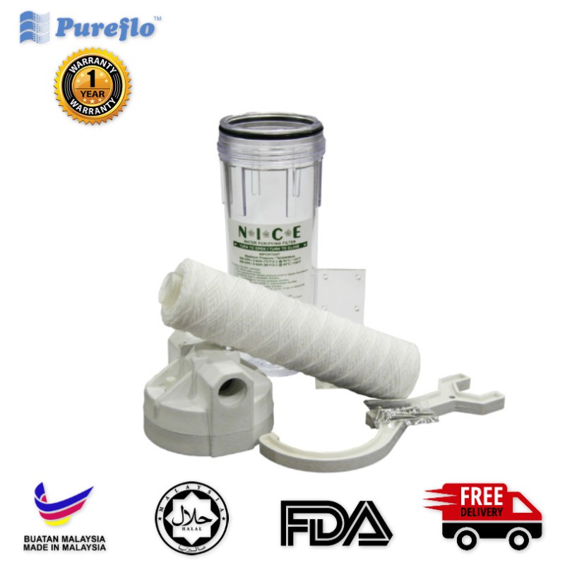 Pureflo NICE Water Filter Set with Free 3pcs Polypropylene String Wound ...