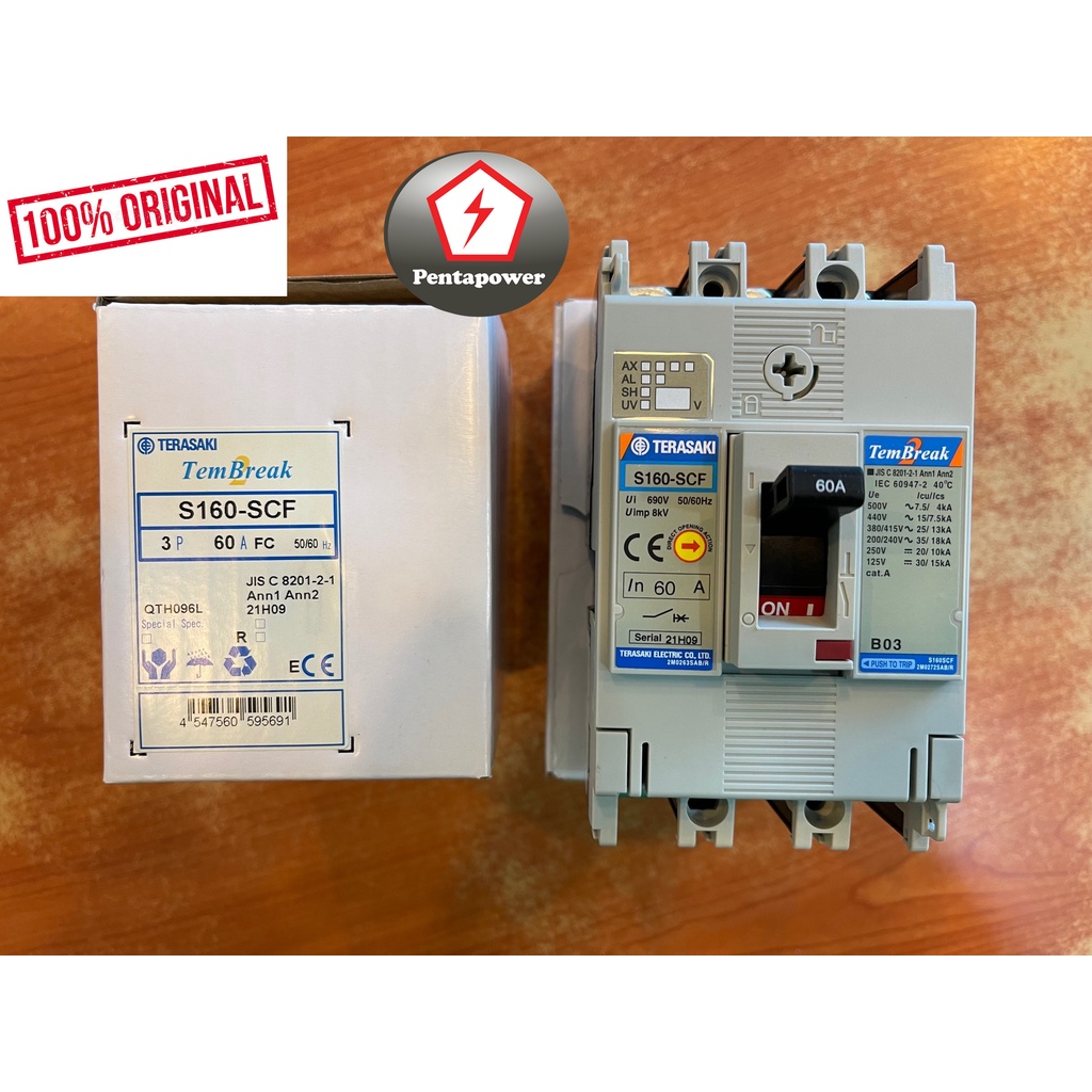 TERASAKI MCCB S160SCF 60A 25KA 3POLE S160-SCF | Shopee Malaysia