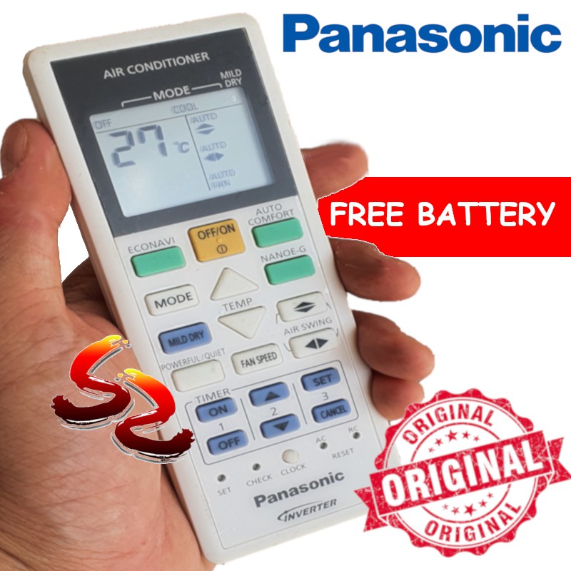 Panasonic ORIGINAL Air Cond Remote Control A75C4406 ECONAVI NANOE-G ...