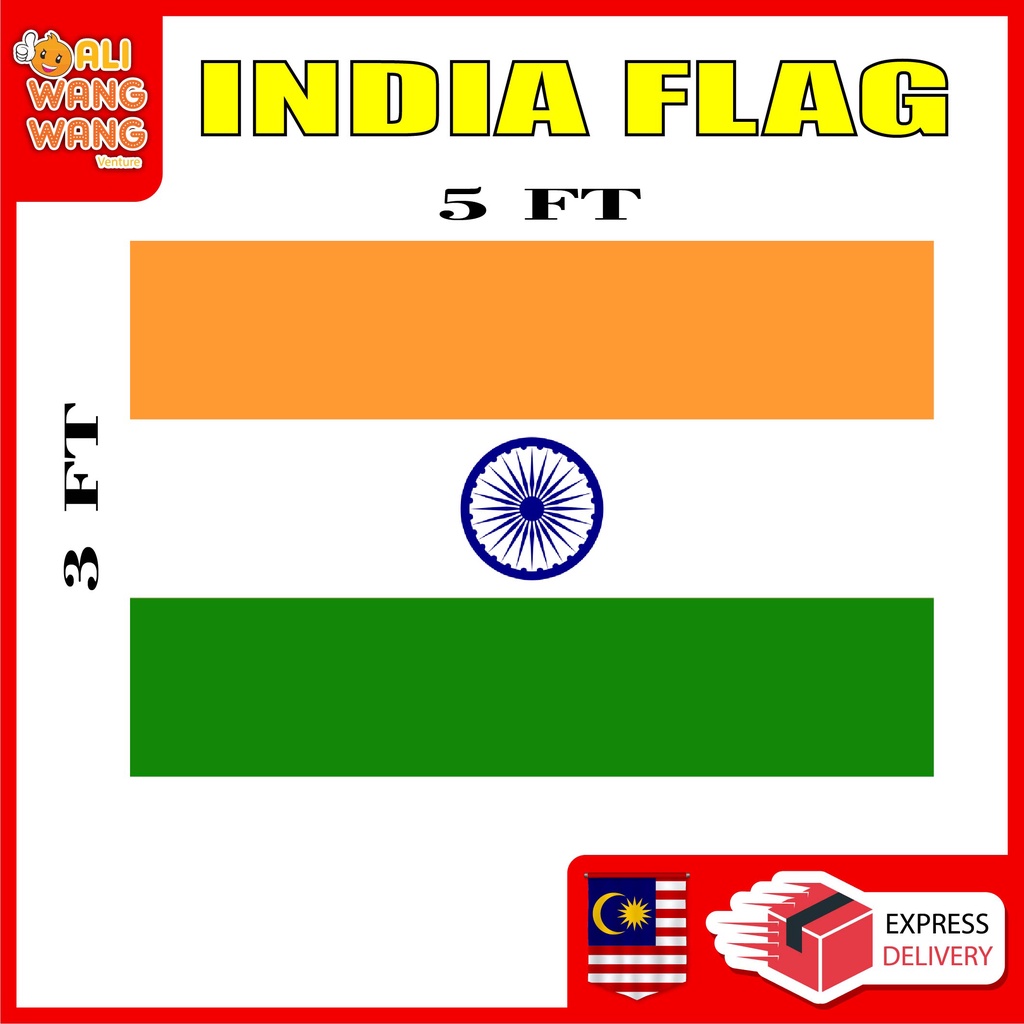 INDIA FLAG 3X5 FEET KAKI / READY STOCK IN MALAYSIA / BENDERA NEGARA ...