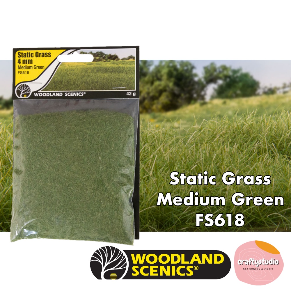 Woodland Scenics 4mm Static Grass Medium Green FS618, Fake Grass, Model ...