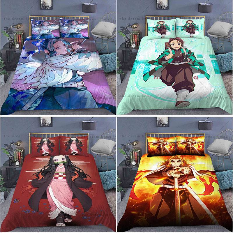 Demon slayer Bedsheet Pillowcase combination Comfortable Washable 2IN1 ...