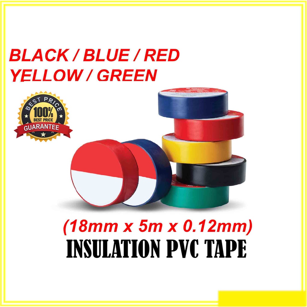 PVC WIRE TAPE 18MM X 5M X 0.12MM ELECTRICAL INSULATION PVC TAPE STRONG ...