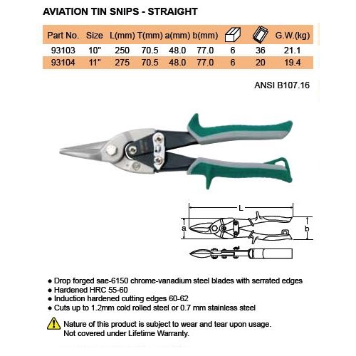 SATA AVIATION TIN SNIP STRAIGHT 10" (ZINC CUTTER) 93103 | Shopee Malaysia