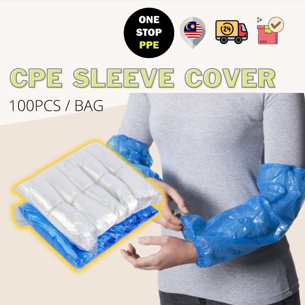 [OneStopPPE] Ready Stock PE Plastic Sleeve Cover Kitchen Hand Arm Cover ...