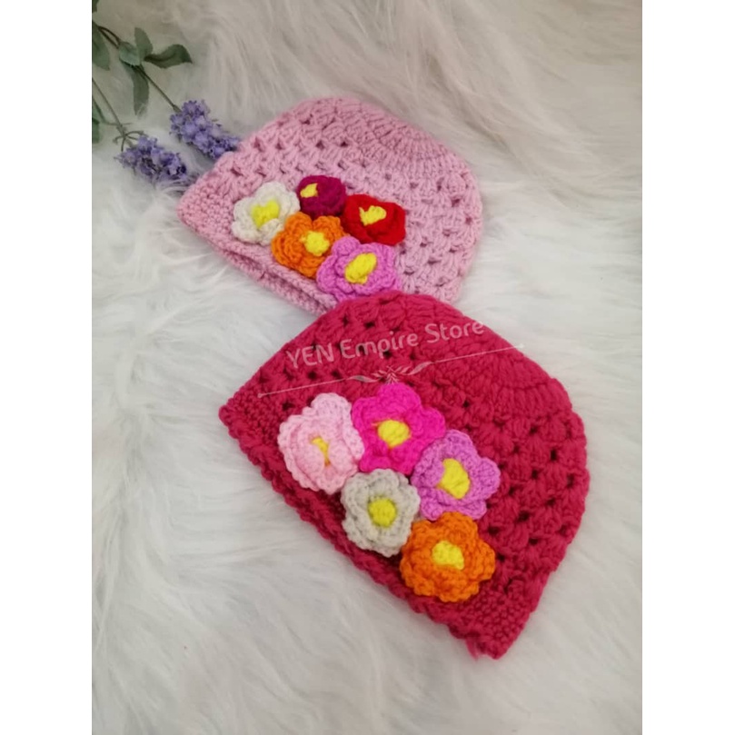 TOPI KAIT BABY GIRL KIDS/FLOWER CROCHET HANDMADE BABY HAT | Shopee Malaysia