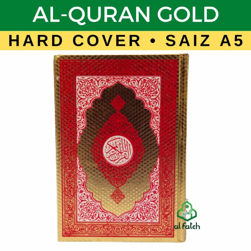 Al QURAN Gold Cover Kulit KEEMASAN LOGO MERAH / AL-QURAN EMAS MERAH A5 ...