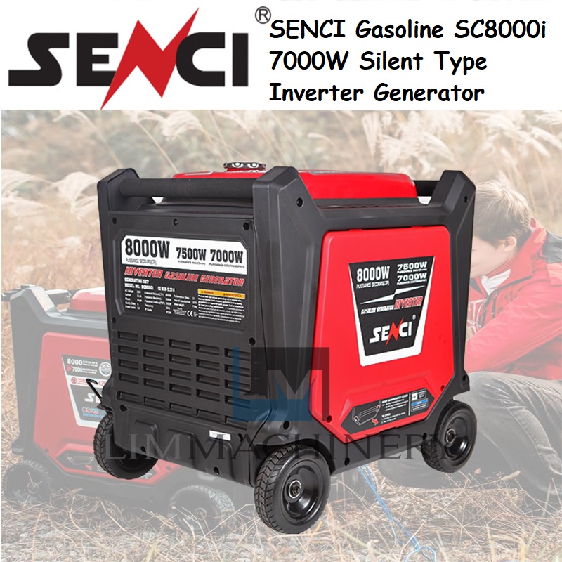SENCI Gasoline SC8000i/ SC10000i Silent Type Inverter Generator 7000W ...