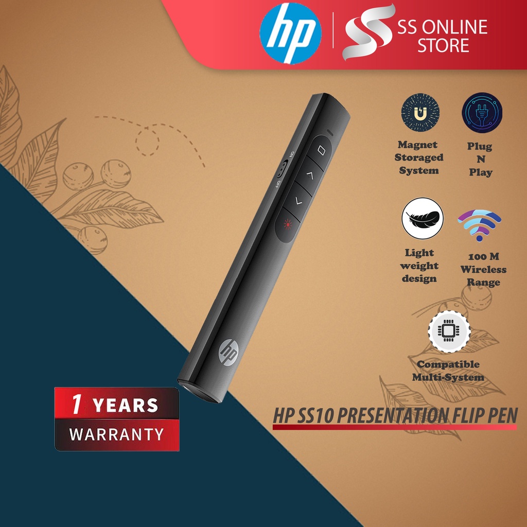 HP SS10 Wireless Presenter Pen PowerPoint Presentation Clicker Remote Flip Pointer Control Pen ...