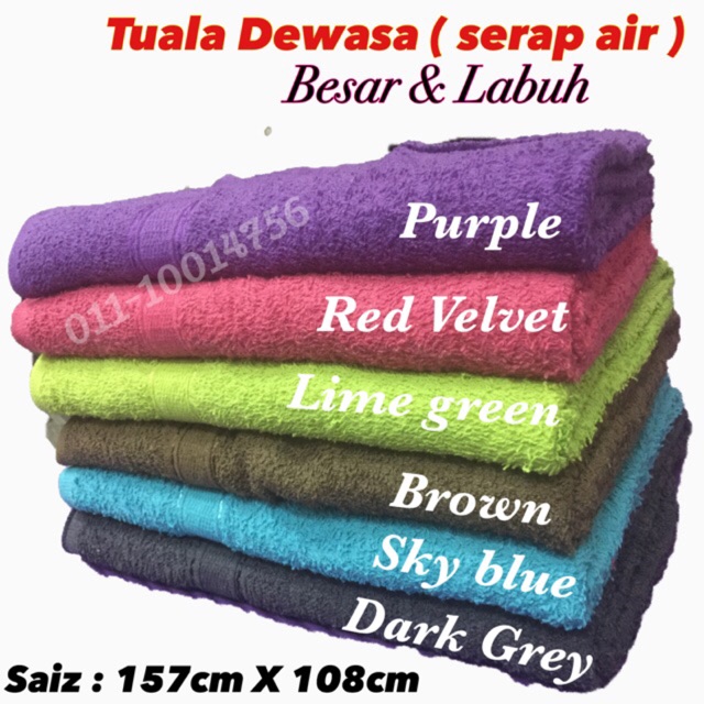 Tuala Dewasa BESAR & LABUH (serap air 100% cotton) | Shopee Malaysia