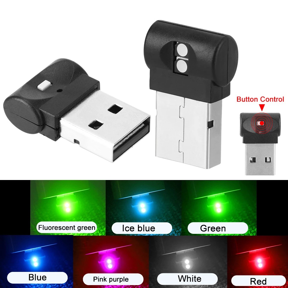 7 Colors Mini Car USB Light / LED Modeling Light Car Ambient Light ...