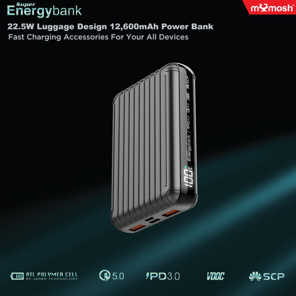 [VER2.0] MYMOSH POWER BANK 12,600MAH 22.5W DUAL INPUT & OUTPUT QC5.0 ...