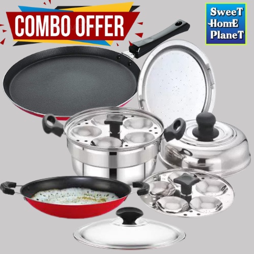 3 in 1 COMBO DEALS - Stainless Steel 10 Idly Pot 28cm Non Stick Tawa ...