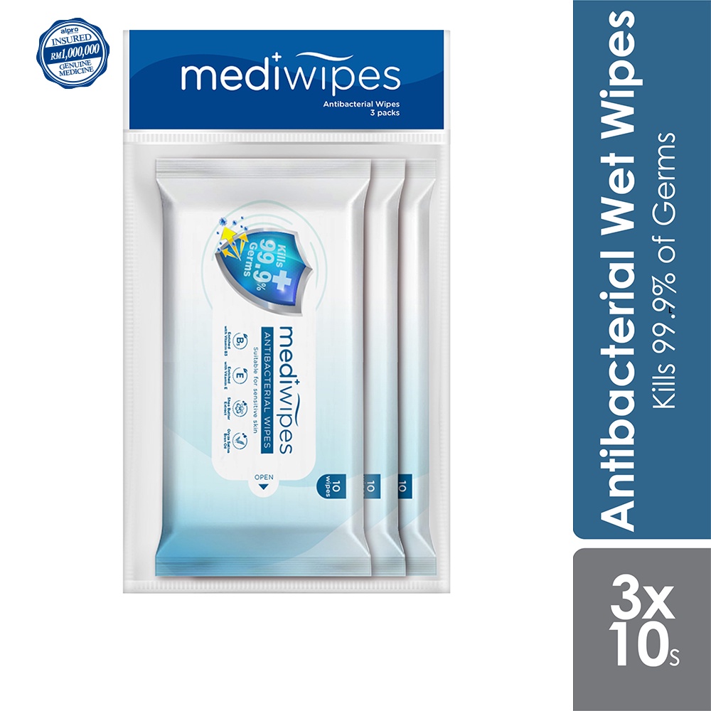 Alpro Pharmacy Exclusive - Mediwipes Antibacterial Wipes 10s x 3 ...